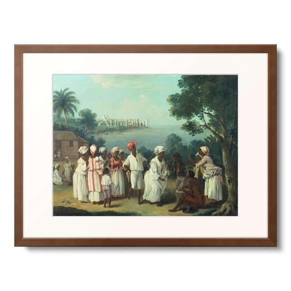Artist:  Brunias, Augustin,1728-1796 Imagetitle:  Natives dancing in the Island of Dominica, Fort Young beyond. Dimensio...