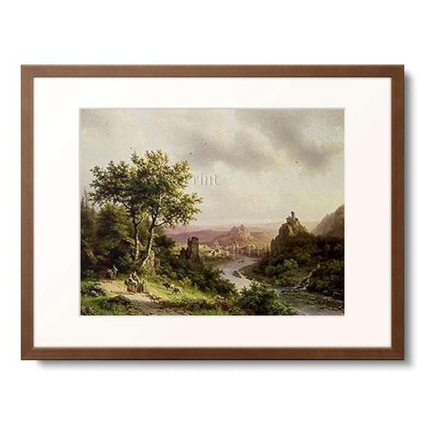 Artist:  Koekkoek, Barend Cornelisz,1803-1862 Imagetitle:  Wanderer an einer Fluslandschaft mit Burgruinen. 1856. Dimens...
