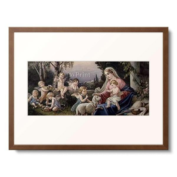 Artist:  Anonymous Imagetitle:  Maria mit Jesuskind, Schaf und Putten in einer idealisierten Landschaft. Um 1900 Locatio...