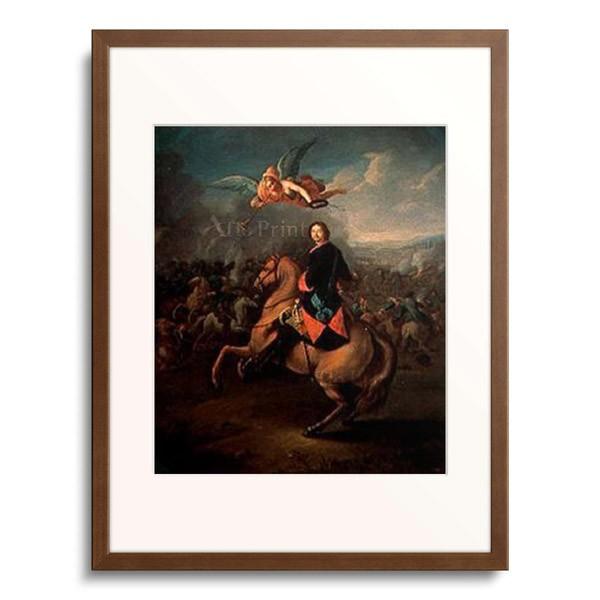 Artist:  Danhauer, Gottfried,ca. 1680 - 1733 or 37 Imagetitle:  Portrait of Peter the Great against a background of the ...