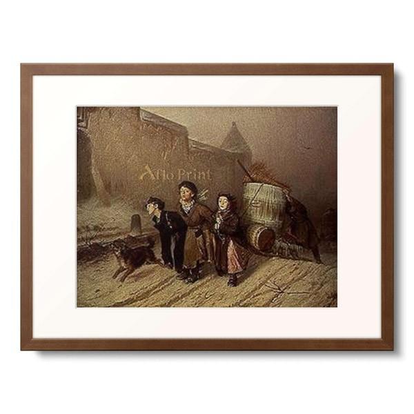 作家名:ワシーリー・ペローフArtist: Perov, Vasily,1833-1882 国籍:ロシアImagetitle:Trojka. 所蔵:Moscow, Tretyakov Gallery