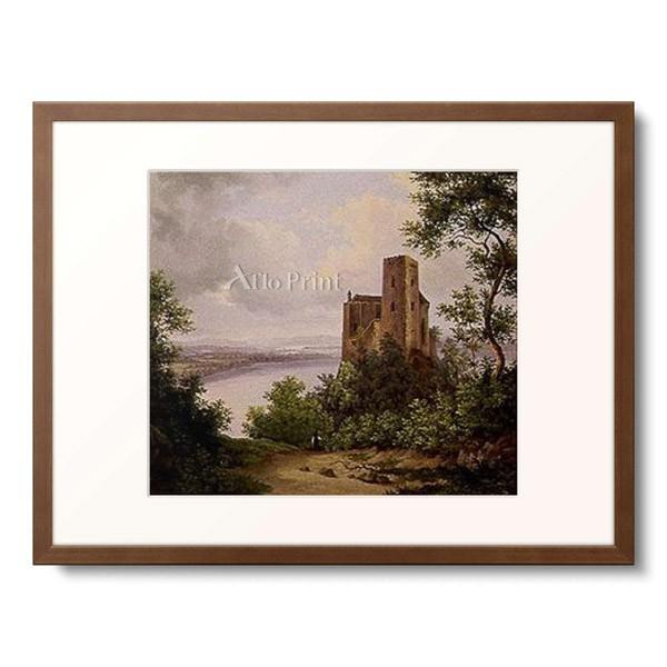 Artist:  Steinfeld, Wilhelm,1816-1854 Imagetitle:  View of the Danube valley with the ruins of castle Greifenstein. Dime...