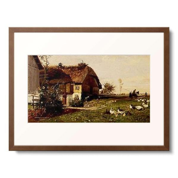 Artist:  Muhlig, Hugo,1854-1929 Imagetitle:  Bauernhof mit Storchennest. Dimensions:  23 x 42 cm Medium:  Oil/Wood Locat...