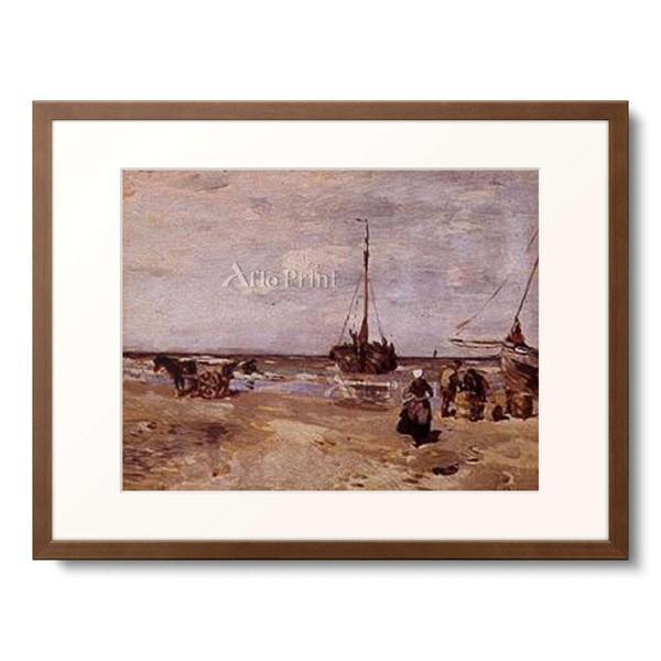 Artist:  Bochmann d.A., Gregor von,1850-1930 Imagetitle:  Fischer am Strand. Dimensions:  15 x 19 cm Medium:  Oil/Wood L...