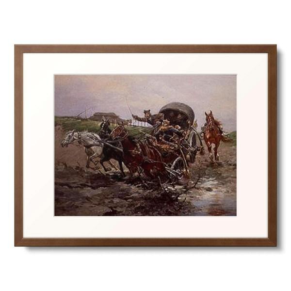 Artist:  Brandt, Jozef von,1841-1915 Imagetitle:  Troika-Fahrt in der Puszta. Dimensions:  115 x 149 cm Location:  Priva...