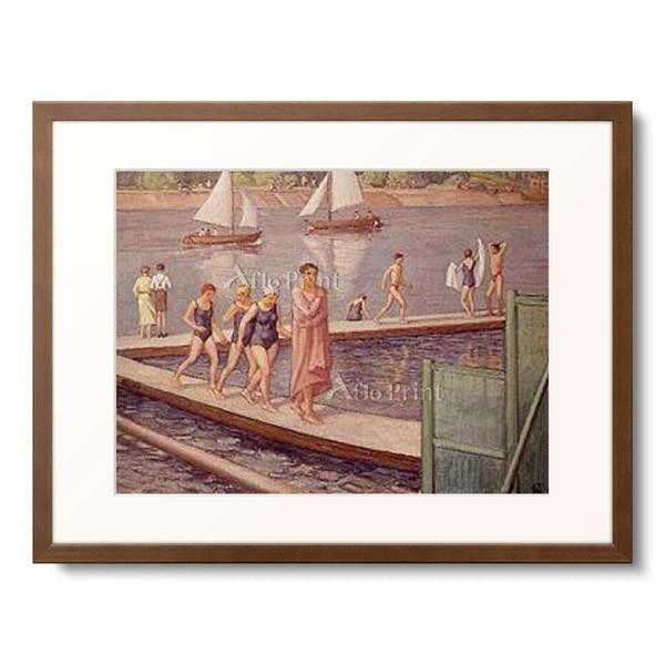 作家名:ルートヴィッヒ・フォン・ホフマンArtist:Hofmann, Ludwig von 1861-1945 Imagetitle:Badende am Steg mit Segelbooten. Dimensions:75 x 99 ...