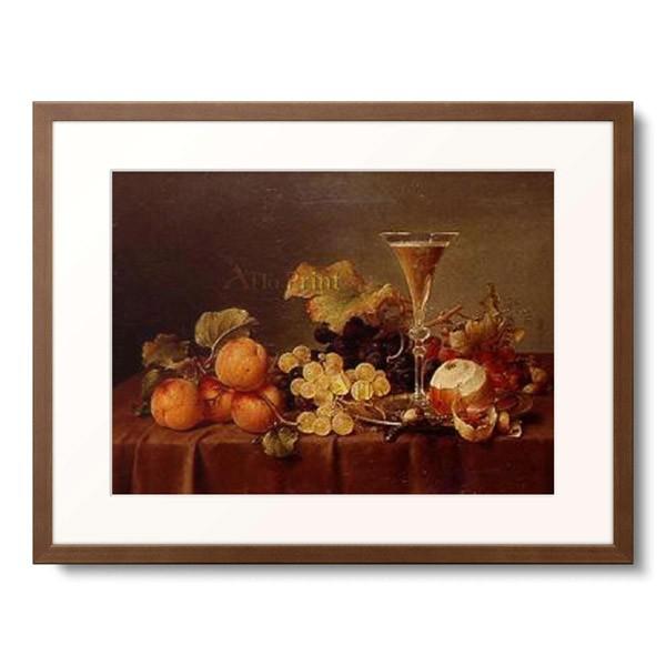 Artist:  Preyer, Johann Wilhelm,1803-1889 Imagetitle:  Fruchtestilleben mit Sektkelch. 1877. Dimensions:  34,5 x 45,5 cm...