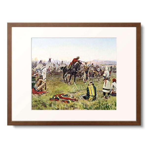 Artist:  Russell, Charles Marion,1865-1926 Imagetitle:  Konfrontation mit Indianern (Single Handed). 1917. Location:  Bu...