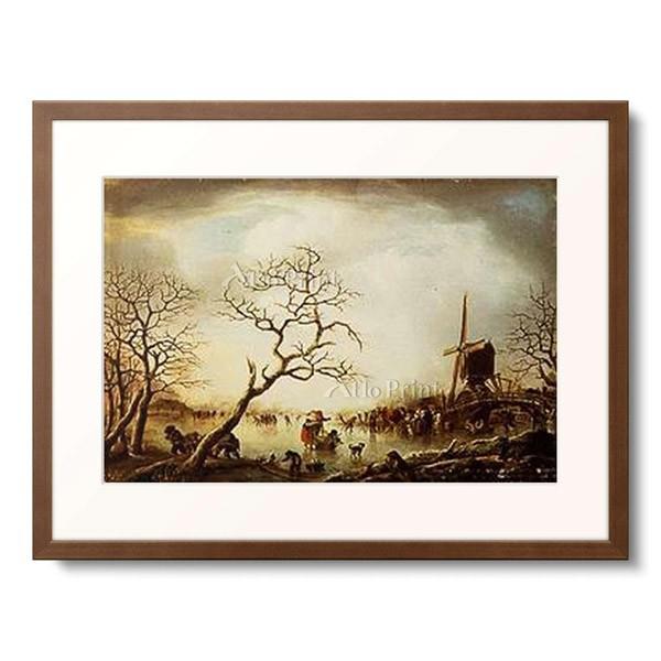 Artist:  Vermeulen, Andries,1763-1814 Imagetitle:  Winterlandschaft mit Eislaufern bei einer Windmuhle. Location:  Chris...