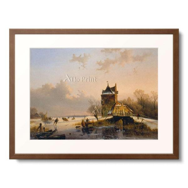 Artist:  Freudenberg, Jacobus,1818-1873 Imagetitle:  Winterlandschaft mit Eislaufern. Dimensions:  56 x 80 cm Medium:  O...