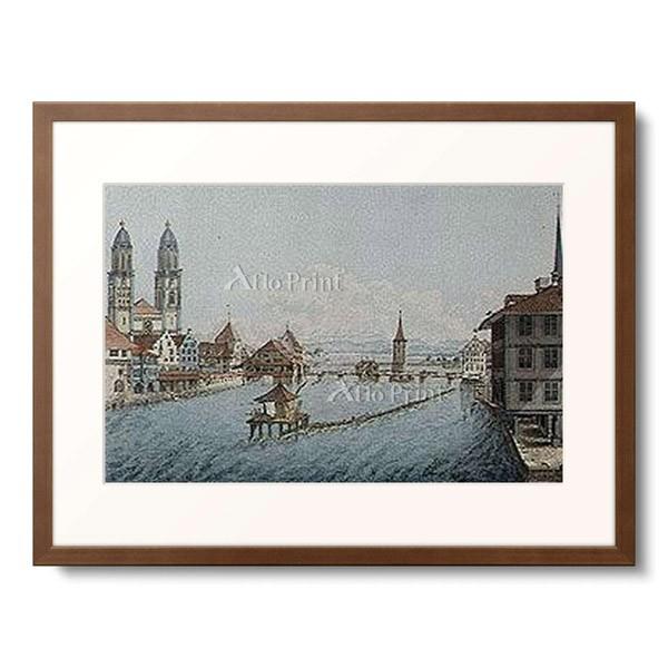Artist:  Dunker, Balthasar Anton,1746-1807 Imagetitle:  Zurich, Limmat und Fraumunster. Location:  Schwerin, Staatliches...