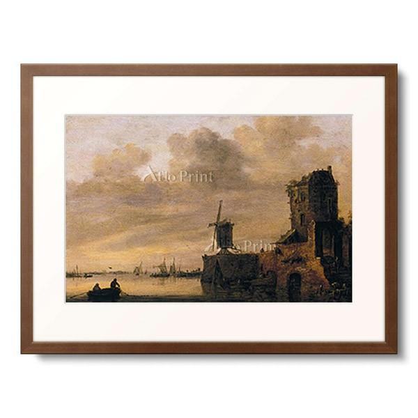 作家名:ヤン・ファン・ホイエンArtist:Goyen, Jan van 1596-1656 Imagetitle:Flusslandschaft mit Windmuhle auf einer Rundbastion. 1644. Dim...