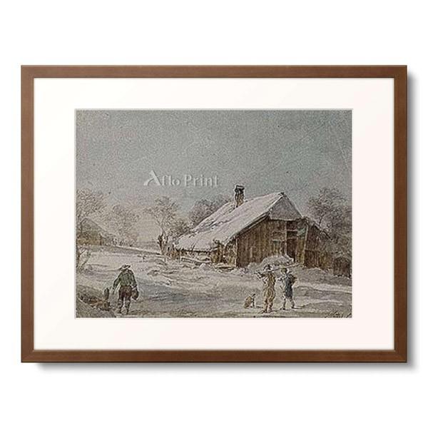 Artist:  Dillis, Johann Georg von,1759-1841 Imagetitle:  Verschneite Hauser. Dimensions:  21 x 28 cm Medium:  Watercolou...