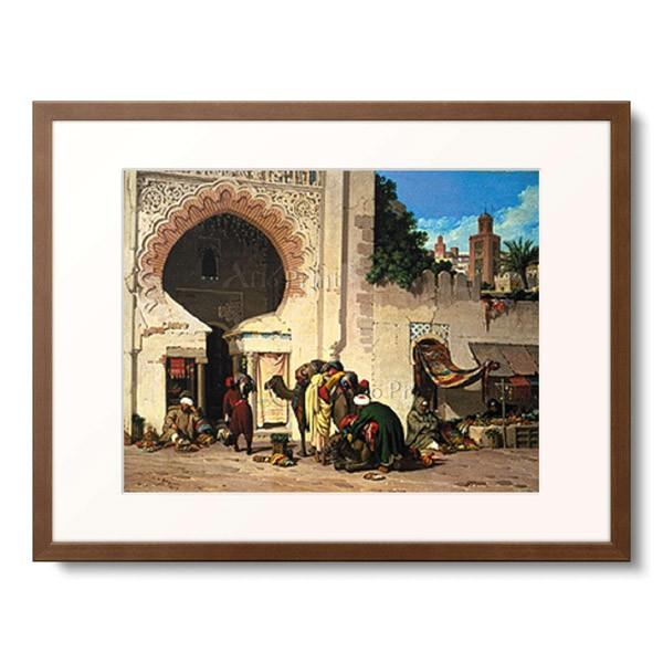 Artist:  Becquer, Joaquin Dominguez Imagetitle:  Strassenszene mit Arabern und Kamelen. 1877. Dimensions:  33 x 42,5 cm ...