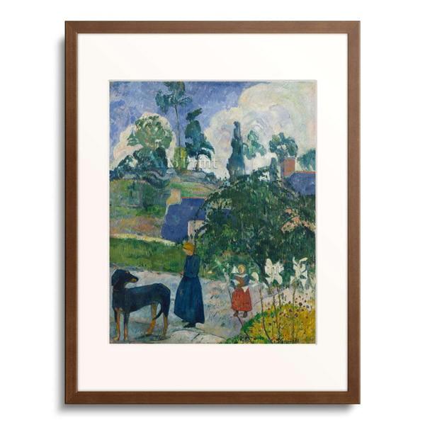作家名： ポール・ゴーギャン  ( 1848年 - 1903年 ) タイトル：「Entre les Lys. Bretonische Landschaft mit Hund und Kindern」フランスの画家ジャンル： 印象派　ポスト印...