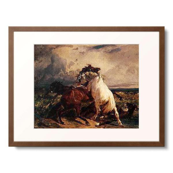 Artist:  Koller, Rudolf,1828-1905 Imagetitle:  Kampfende Pferde. 1845/1850. Dimensions:  46 x 57 cm Location:  Sammlg.Iw...