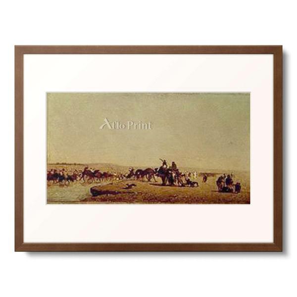 Artist:  Fromentin, Eugene,1820-1876 Imagetitle:  A caravan crossing the Nile. Location:  St. Petersburg, Hermitage