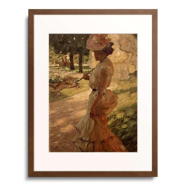 Artist:  Putz, Leo,1869-1940 Imagetitle:  Dame mit Sonnenschirm beim Spaziergang. Location:  Christie's Images Ltd