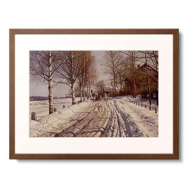 作家名:ペーダー・モルク・モンステッドArtist: Moensted, Peder,1859-1941 Imagetitle:Winterliche Landstrasse in Leksand (Dalarne). 1927. Dime...