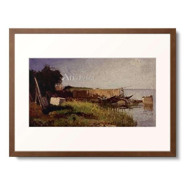 Artist:  Deuchert, Heinric,1840-1923 Imagetitle:  Kahn mit Netzen am Ostufer der Fraueninsel (Chiemsee). Dimensions:  /K...