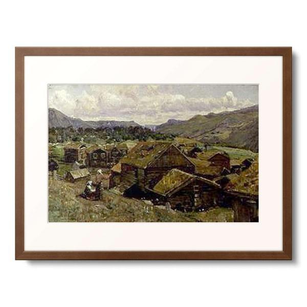 Artist:  Munthe, Gerhard,1849-1929 Imagetitle:  Norwegisches Dorf mit zwei Frauen. Dimensions:  45,5 x 71 cm Location:  ...