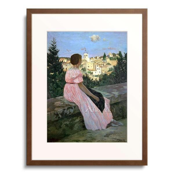 Artist:  Bazille, Frederic,1841-1870 Imagetitle:  Das rote Kleid (oder: Blick auf Castelnau-le-Lez). 1864. Dimensions:  ...