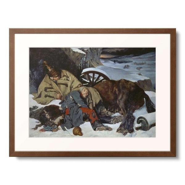 Artist:  Boissard de Boisdenier, J. F,1813-1866 Imagetitle:  Szene beim Ruckzug der franzosischen Armee aus Russland. Lo...