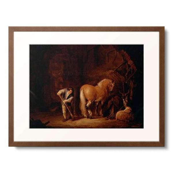 Artist:  Ostade, Isack van,1621-1649 Imagetitle:  View of Barn with Farm Worker, Horse and Billy Goat. 1646 Dimensions: ...