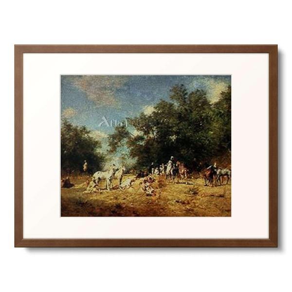 Artist:  Fromentin, Eugene,1820-1876 Imagetitle:  Halt eines arabischen Reitertrupps in einem Wald. 1868. Dimensions:  5...