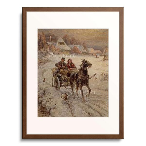 Artist:  Prucha, Gustav,1875 -(?) Imagetitle:  Winterliche Fahrt zum Markt. Dimensions:  55 x 68 cm Location:  Zurich, G...