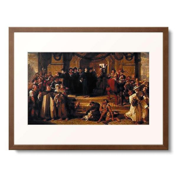 Artist:  Hubner, Julius,1806-1882 Imagetitle:  Martin Luther ninety-five theses being nailed to the door of Wittenberg C...