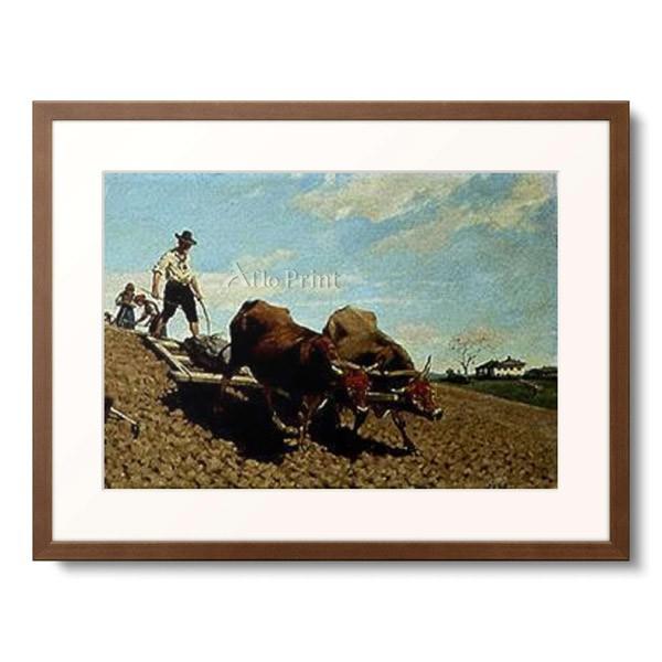 Artist:  Bruzzi, Stefano,1835-1911 Imagetitle:  Italienischer Bauer beim Pflugen. 1872. Location:  Christie's Images Ltd