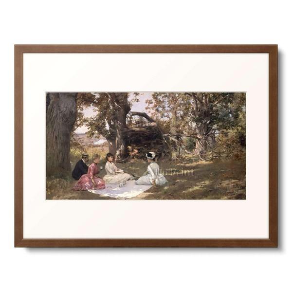 Artist:  Stewart, Julius Leblanc,1855-1919 Imagetitle:  Picnic under the Trees. 1896 Dimensions:  54 x 100 cm Medium:  o...
