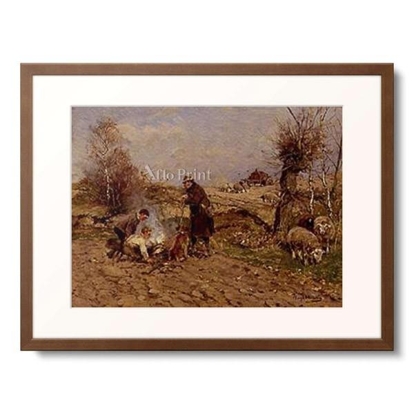 Artist:  Muhlig, Hugo,1854-1929 Imagetitle:  Schafhirte am Feuer. Dimensions:  17,7 x 24 cm Medium:  Oil/Wood Location: ...