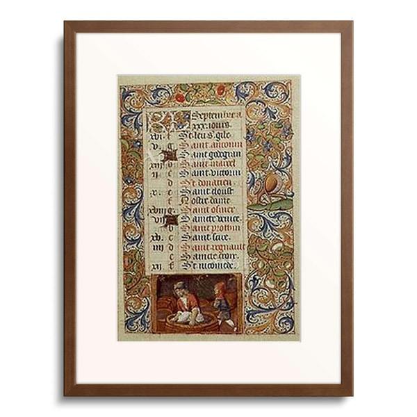 Artist:  Handschrift Imagetitle:  Der September. Aus einem franzosischen Stundenbuch. Memb.II 176, 9v Location:  Gotha, ...