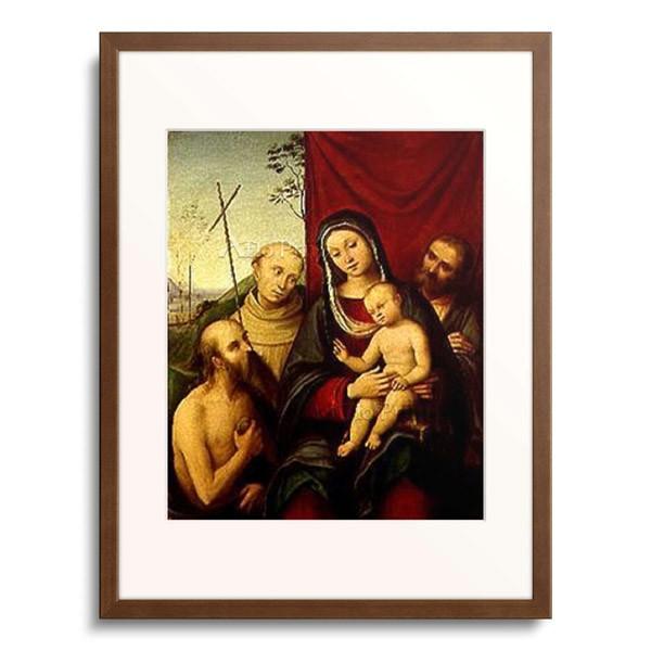 Artist:  Costa, Lorenzo,ca. 1460-1535 Imagetitle:  Die hl.Familie mit Heiligen. Dimensions:  88 x 72 cm Medium:  wood Lo...