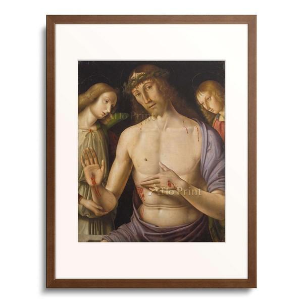 Artist:  Santi, Giovanni,1430/40-1494 Imagetitle:  Christus im Grabe mit zwei Engeln. Dimensions:  66,5 x 54,5 Location:...