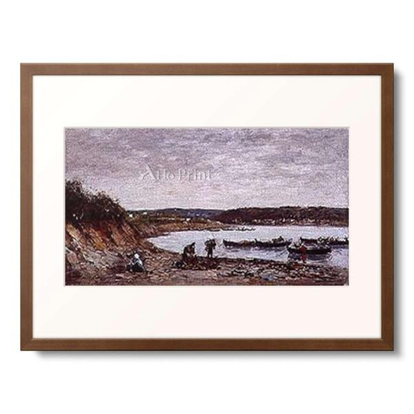 作家名:ウジェーヌ・ブーダン印象派Artist:Boudin, Eugene,1824-1898 Imagetitle:Fischer am Strand bei Brest. 1871. Dimensions:23 x 41 cm 所蔵:...