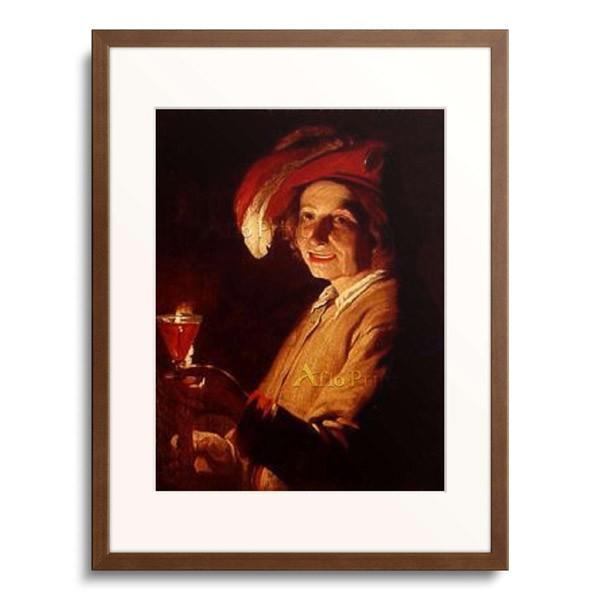 Artist:  Stomer, Matthias,um1600 -nach1650 Imagetitle:  Junger Mann mit Weinglas und Kerze. Dimensions:  64 x 49 cm Loca...