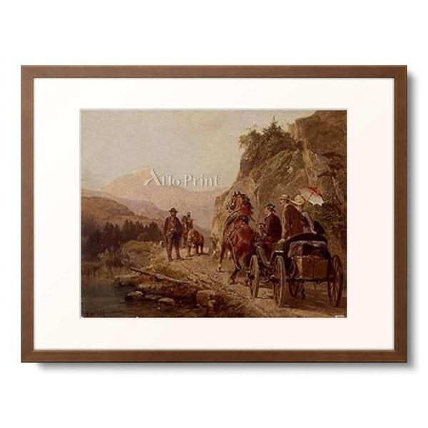 Artist:  Muhlig, Bernhard,1829-1910 Imagetitle:  Reisekutsche begegnet einem Schausteller mit einem Baren. Dimensions:  ...