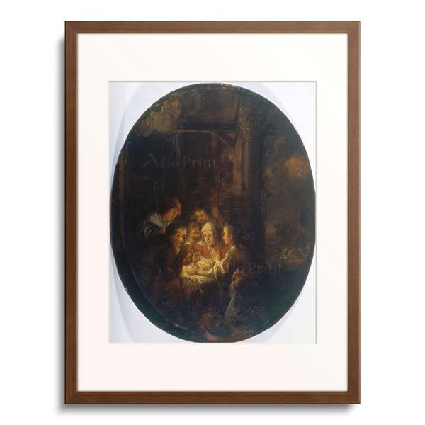 Artist:  Cuyp, Benjamin Gerritsz,1612-1652 Imagetitle:  Adoration of the Shepherds. Dimensions:  oval, 15,5 x 12 cm Medi...