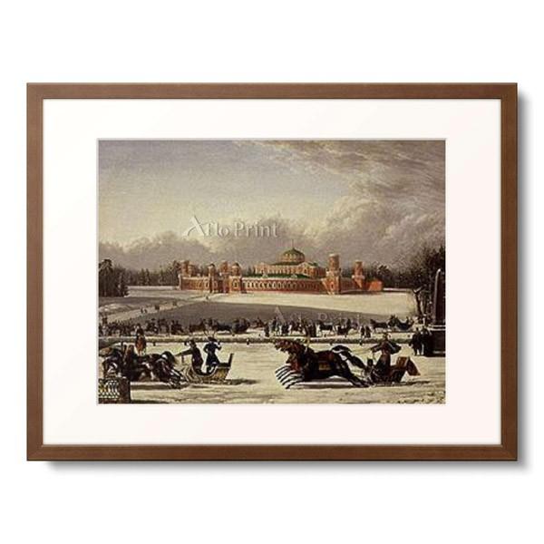 作家名:作者不明Artist:Anonymous, russian,ca. 1840 Imagetitle:Schlittenrennen in den Petrovskij-Garten in Moskau. 所蔵:Moskau, His...