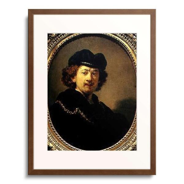 作家名： レンブラント・ファン・レイン  ( 1606年 - 1669年 ) タイトル：「縁なし帽をかぶり、金の鎖をつけた自画像」国籍： オランダ ジャンル　： バロック所蔵：ルーヴル美術館Artist:  Rembrandt van Ri...