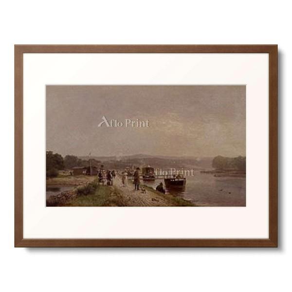 Artist:  Muhlig, Bernhard,1829-1910 Imagetitle:  Dampferanlegeplatz in Pillnitz. Dimensions:  64 x 108 cm Location:  Zur...