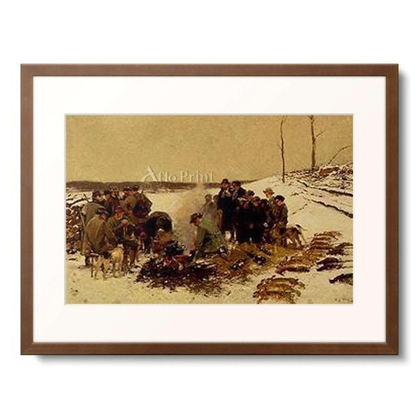 Artist:  Muhlig, Hugo,1854-1929 Imagetitle:  Nach der Treibjagd. Dimensions:  44 x 67 cm Location:  Private Collection