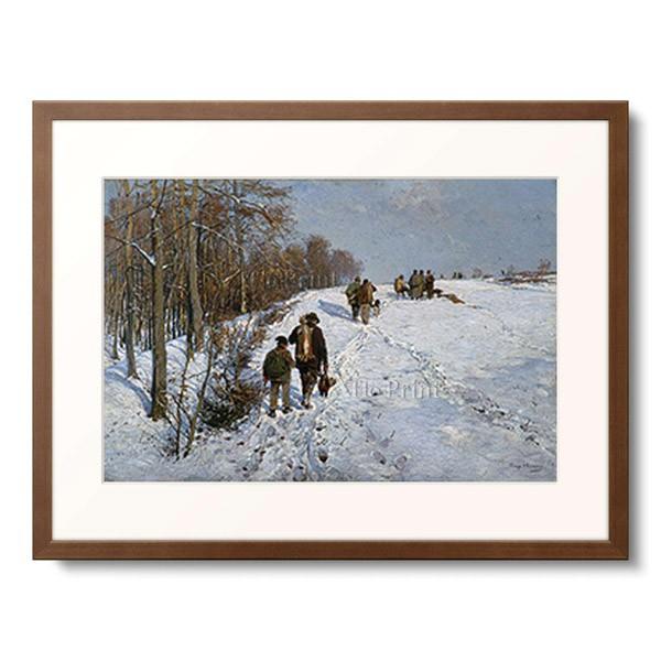 Artist:  Muhlig, Hugo,1854-1929 Imagetitle:  Heimkehr von der Winterjagd. Um 1900. Dimensions:  53 x 79 cm. Medium:  Oil...