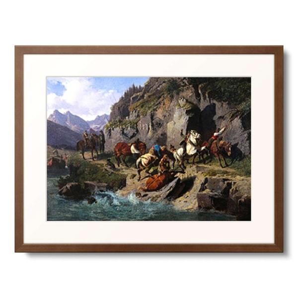 Artist:  Hartmann, Ludwig von,1835-1902 Imagetitle:  Treidelknechte mit Pferden beim Schleppen von Lastkahnen (Inn?). 18...
