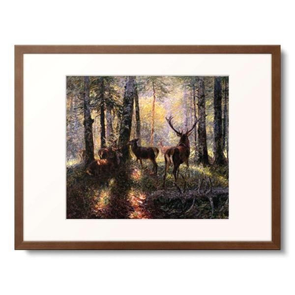 Artist:  Dombrowski, Carl Ritter von,1872- (?) Imagetitle:  Hirschrudel auf einer Waldlichtung. Dimensions:  142 x 160 c...
