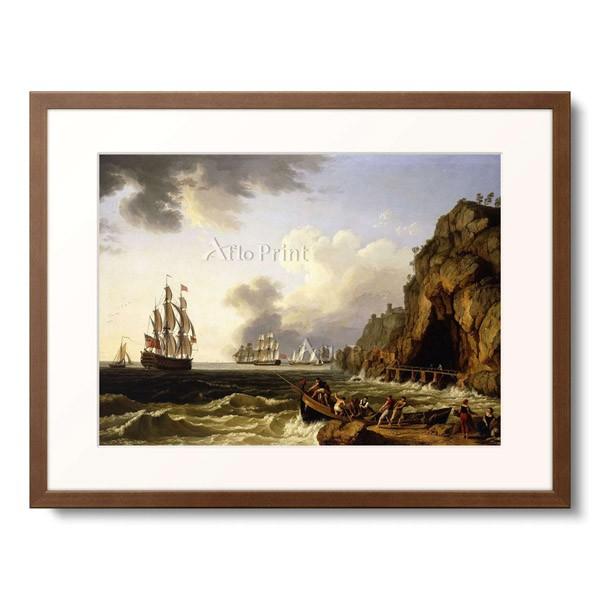 Artist:  Hackert, Jacob Philipp,1737-1807 Imagetitle:  A View of the Coast near Naples with a British Royal Navy Three-D...