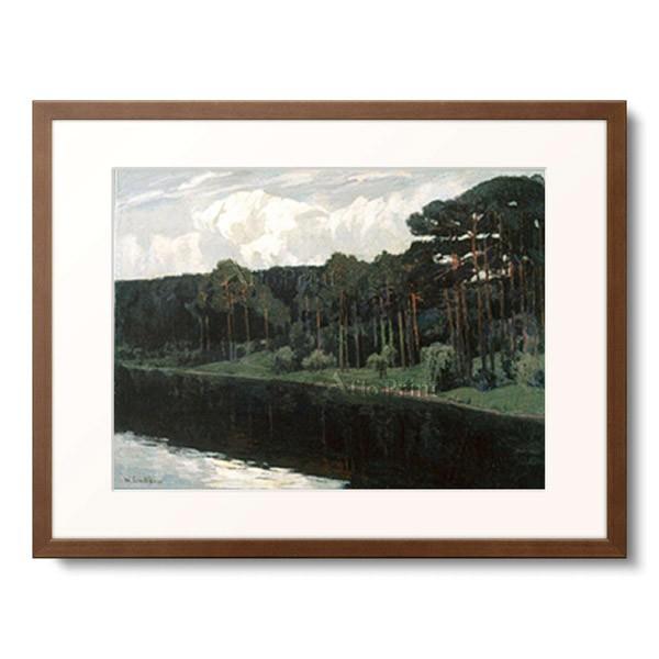 Artist:  Leistikow, Walter,1865-1908 Imagetitle:  Pines along the shore of a lake. Dimensions:  64 x 87 cm Location:  Pr...